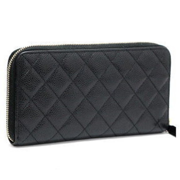 CHANEL | Bags | Chanel Matelasse Long Wallet Caviar Skin Black Gg ...